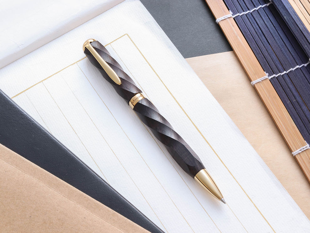 Wancher JINPU Ebony Wood Ballpoint Pen | Silver 925 | Japanese Craft